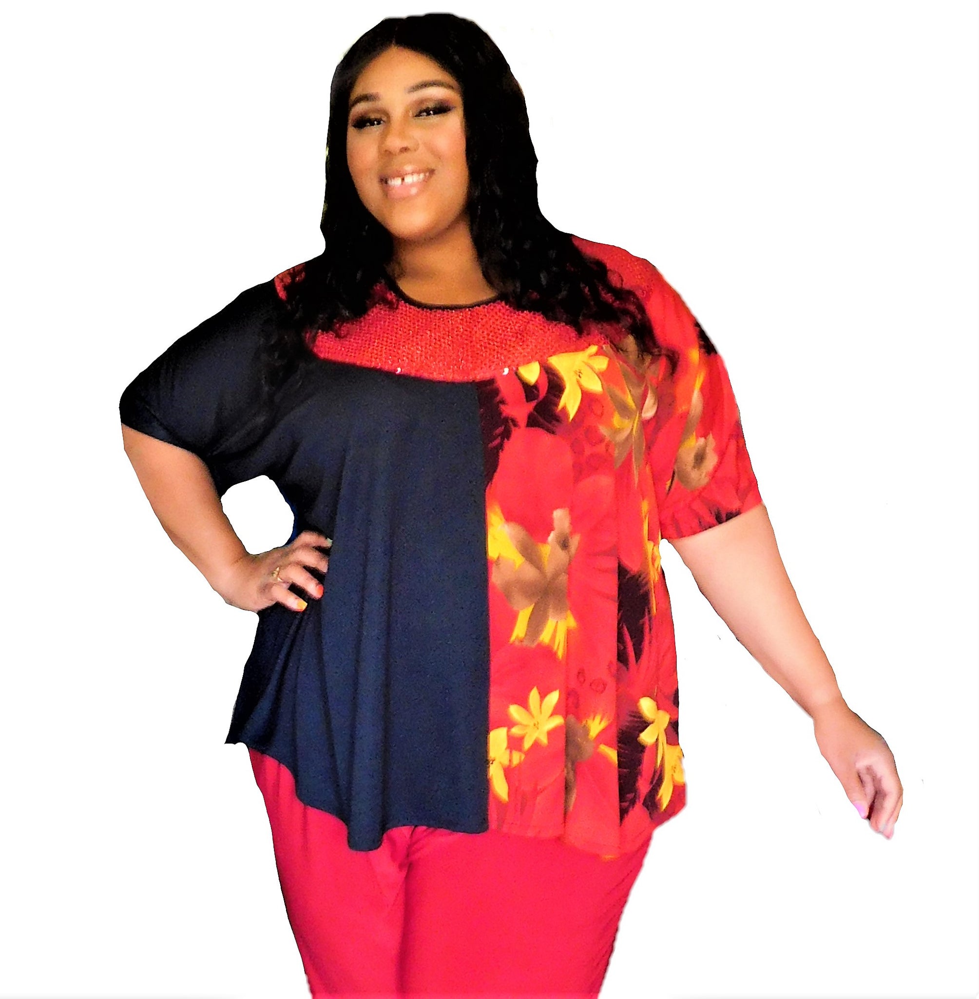 Red Color Block Top – Myles Ahead